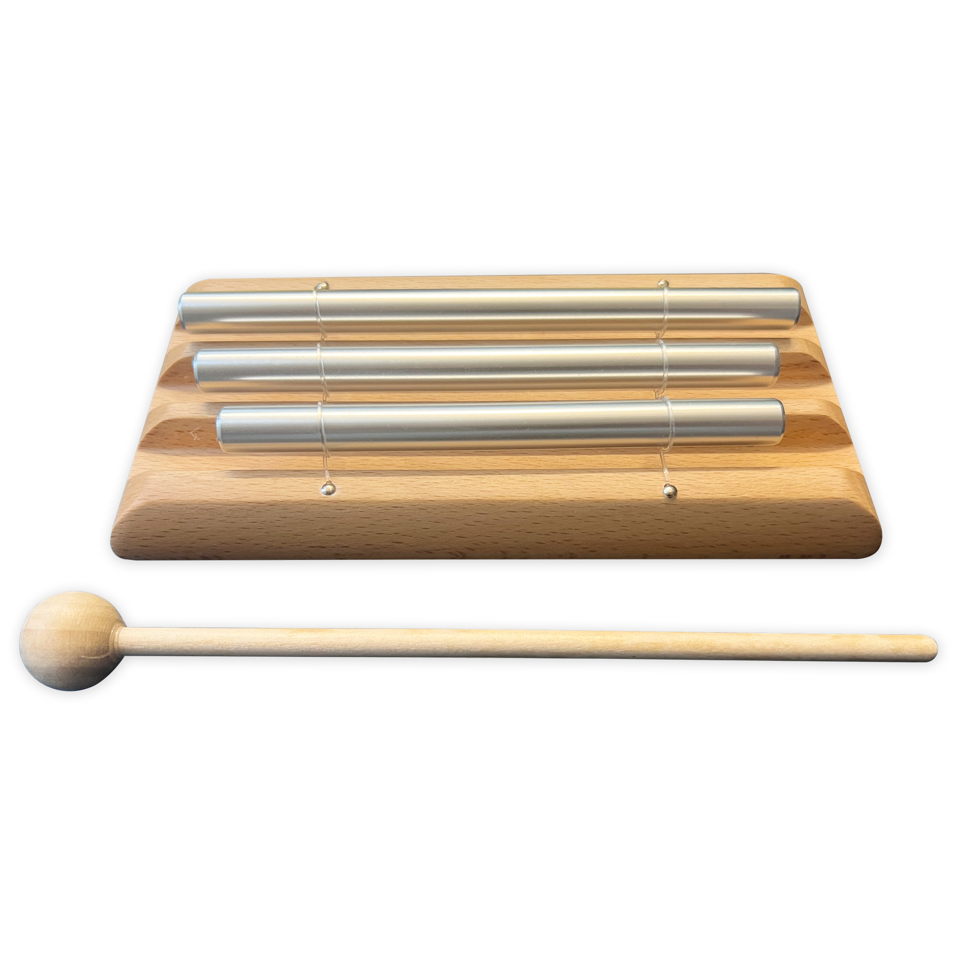 Instrument de musique avec barres sonores en métal et baguette en bois ...