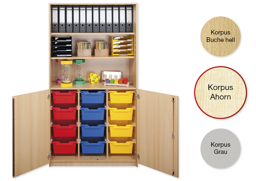 Material-Kombi-Hochschrank-Regal L, Plustiefe, 3 Fachböden, 12 ...