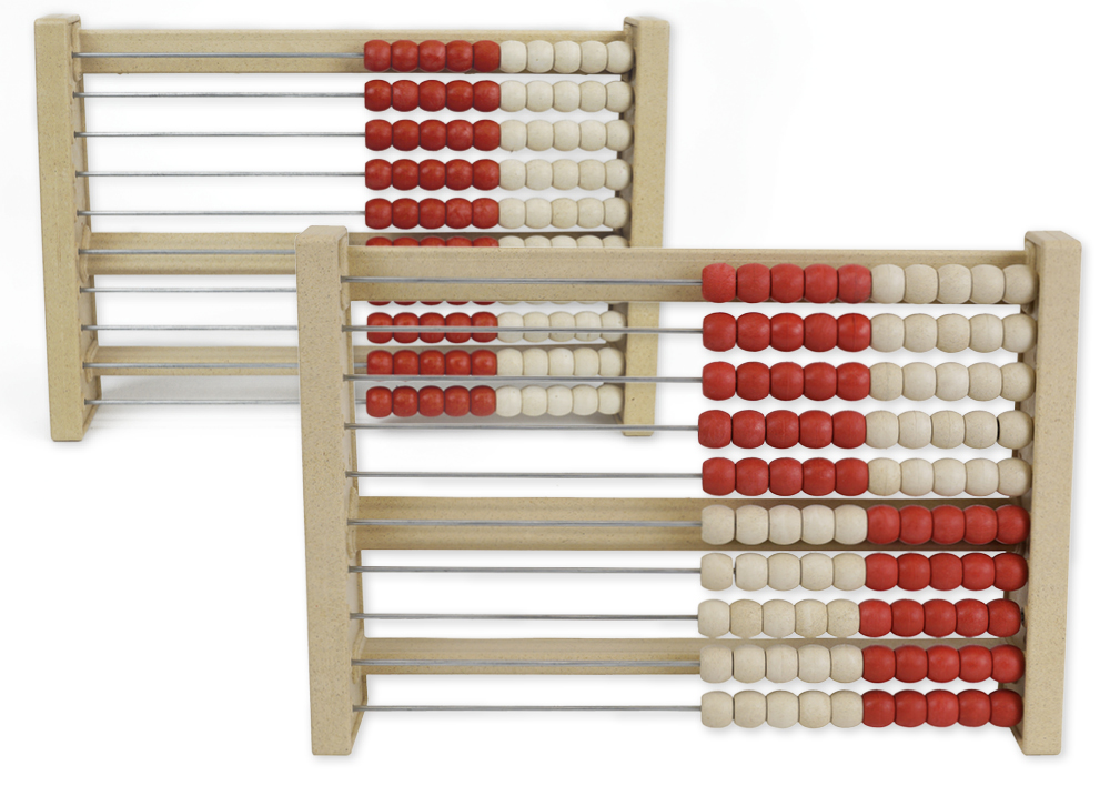 Boulier de calcul bicolore, compter jusqu’à 100, rouge/blanc | 5 ...